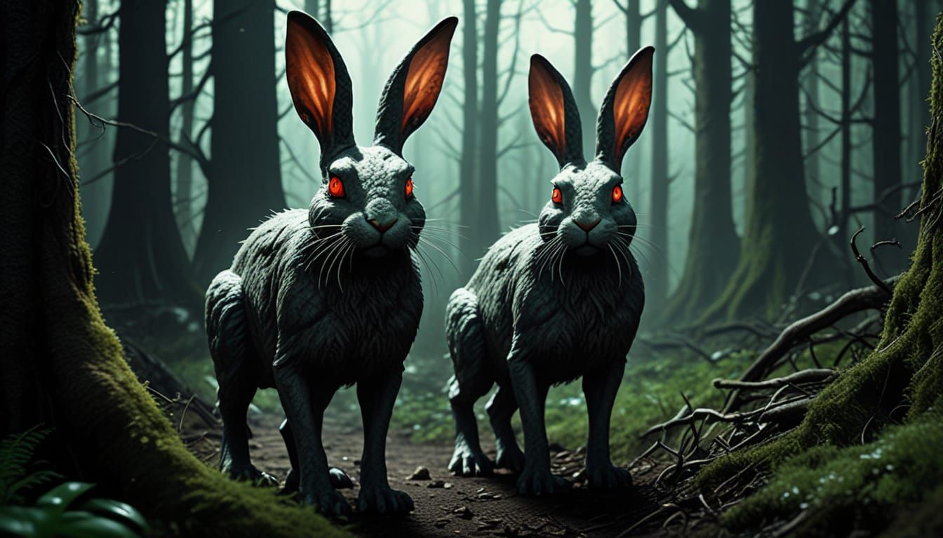 Eldritch Forest Malevolent horror Rabbit - AI Art