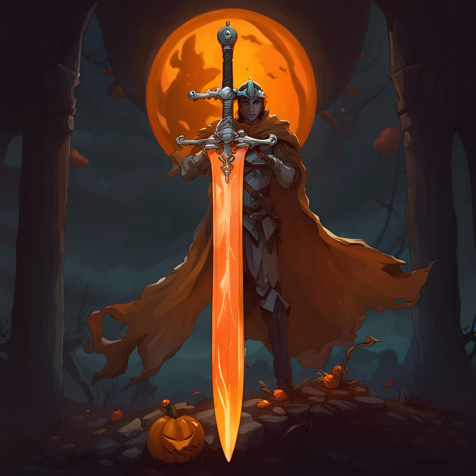 The Orange Halloween sword - AI Generated Artwork - NightCafe Creator