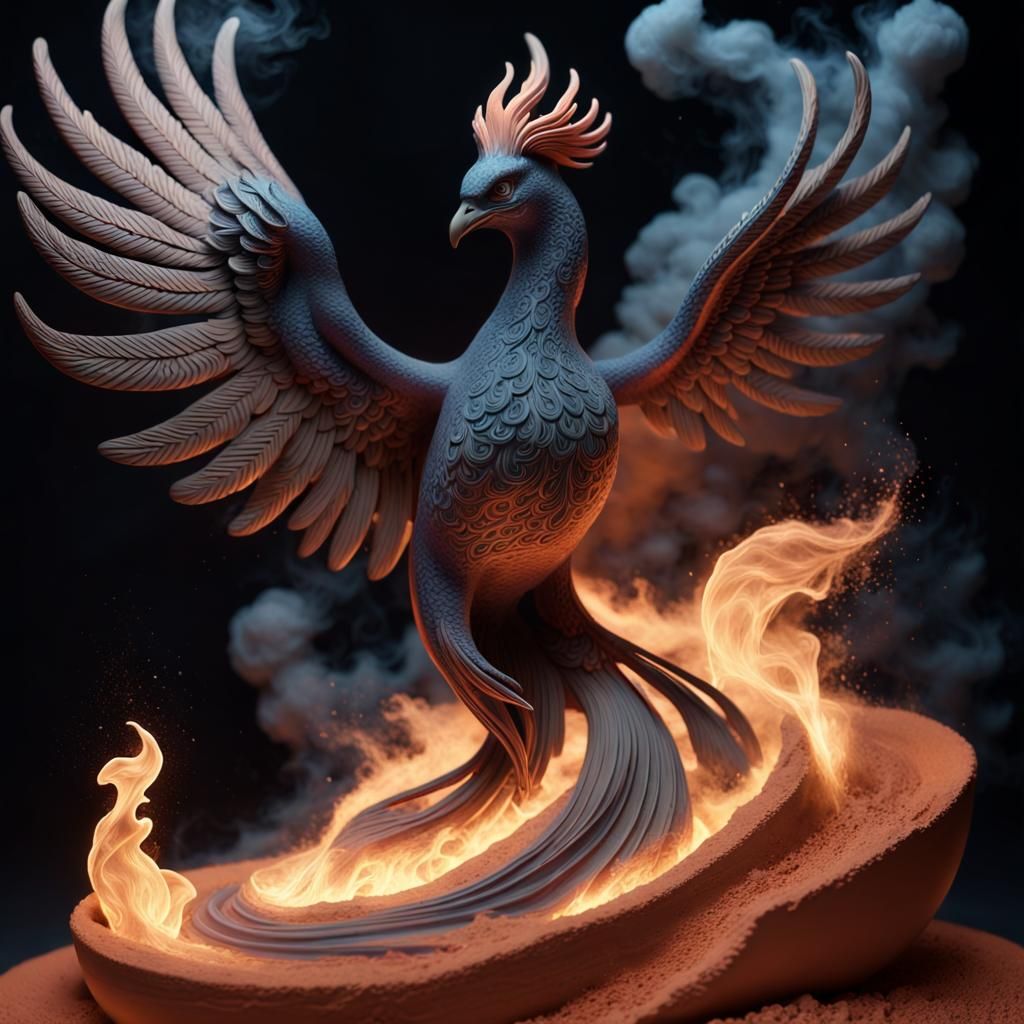 Clay Phoenix - AI Generated Artwork - NightCafe Creator