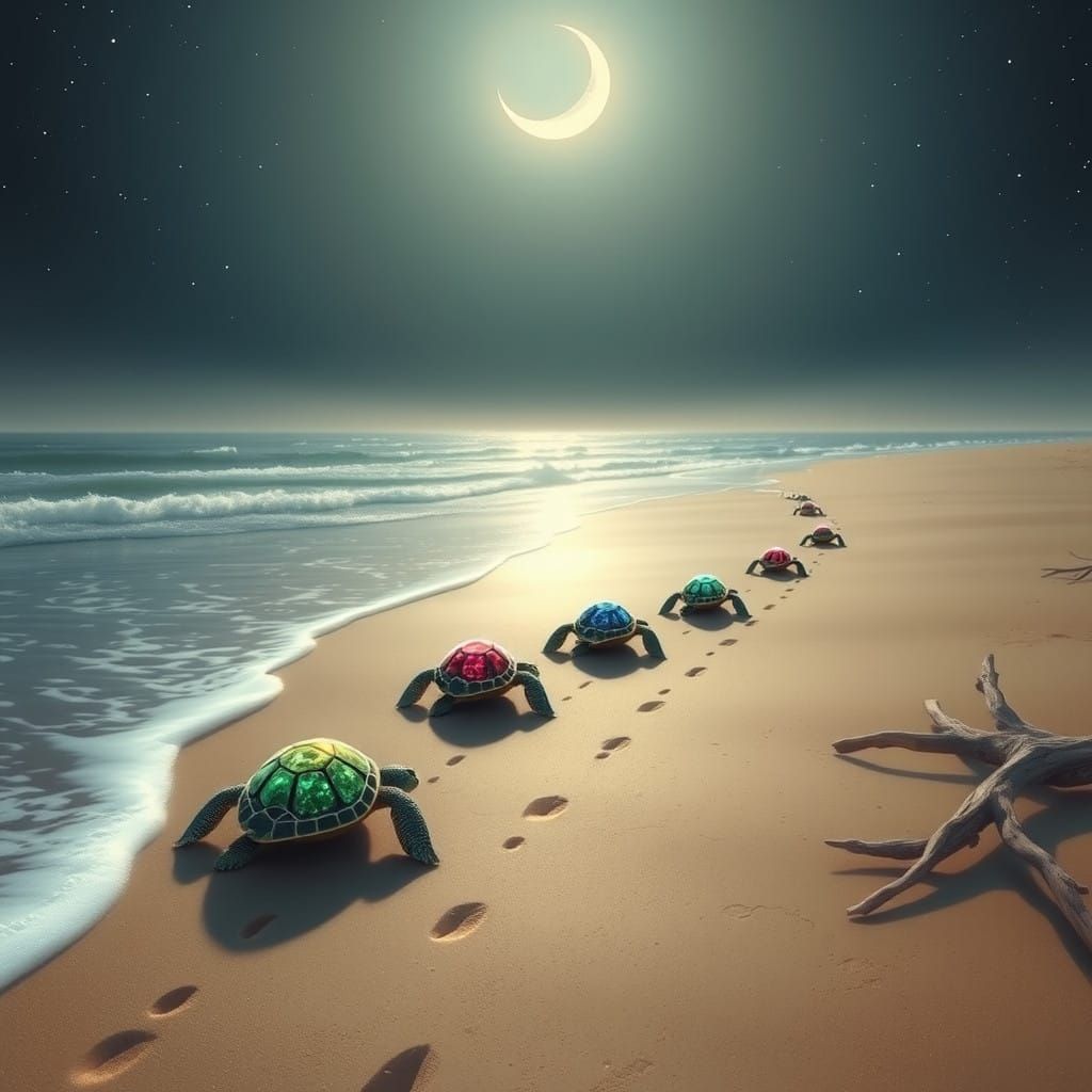 Magnificent turtles owning the beach