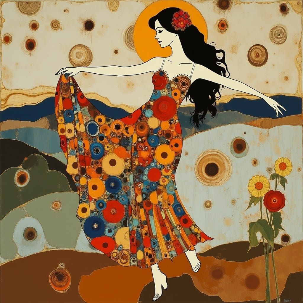 An exquisite, avant-garde illustration of Venus the Maiden dancing ...