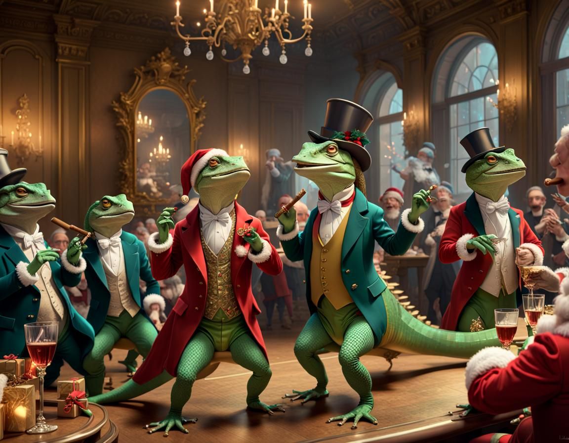 Partying Lizzards - AI Generated Artwork - NightCafe Creator