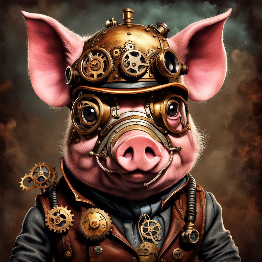 Steampunk Pig. - AI Generated Artwork - NightCafe Creator