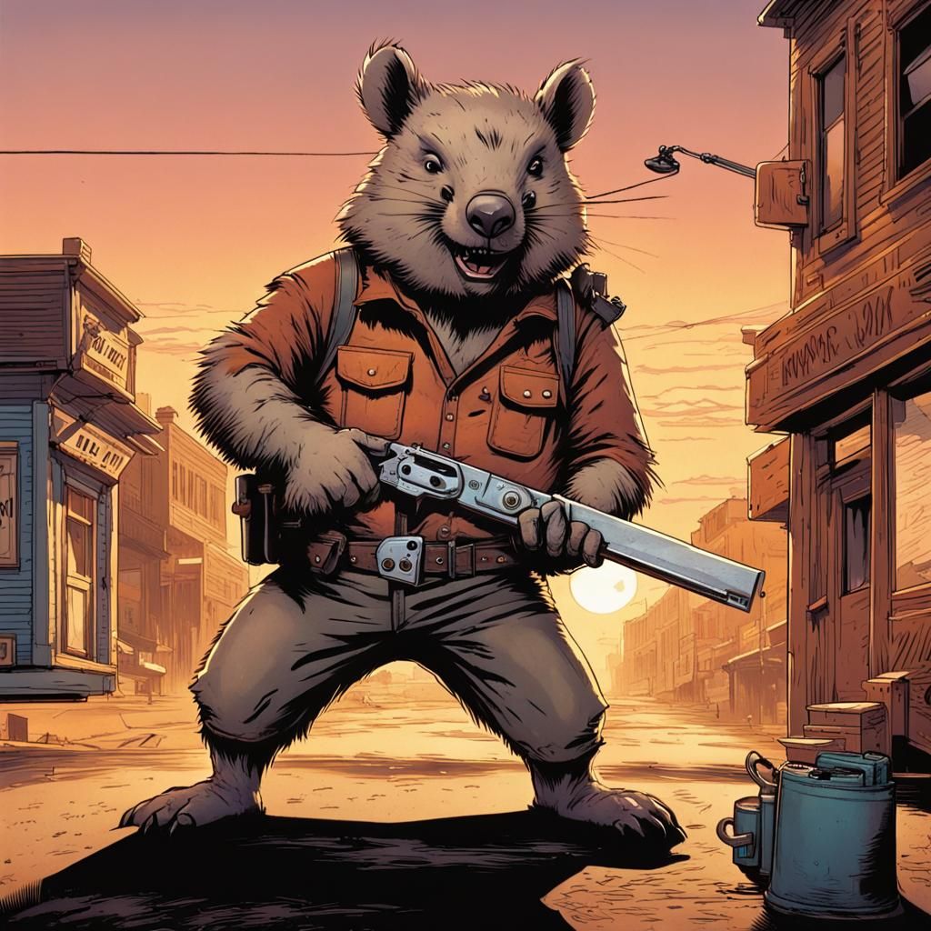 wombat in the wild west - AI Generated Artwork - NightCafe Creator