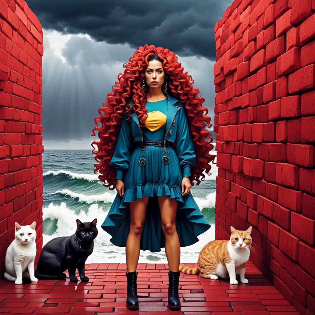 Red walls and curls (a random “superhero” version) - AI Generated ...