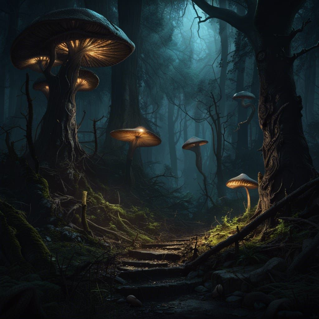 A magical dark forest - AI Generated Artwork - NightCafe Creator