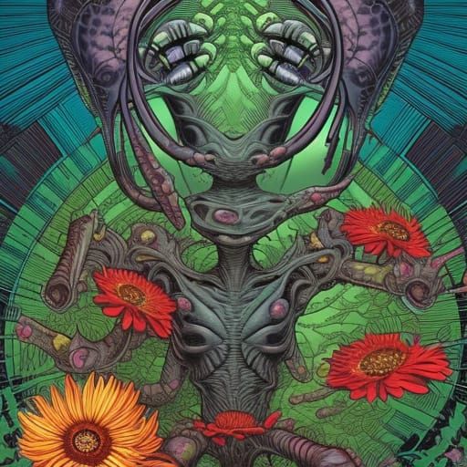 Alien in a Flower Bed - AI Generated Artwork - NightCafe Creator