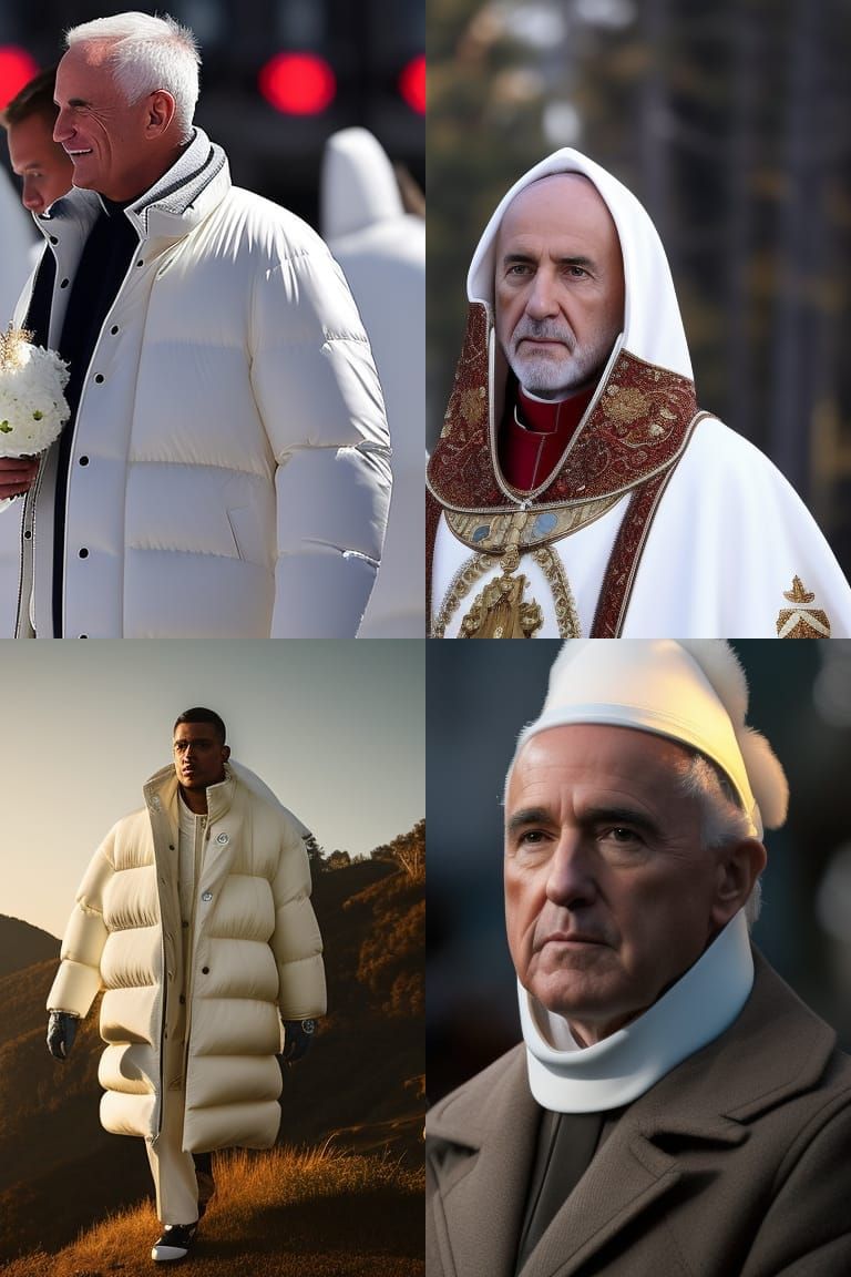 the pope wearing a white puffer coat - AI Generated Artwork - NightCafe ...