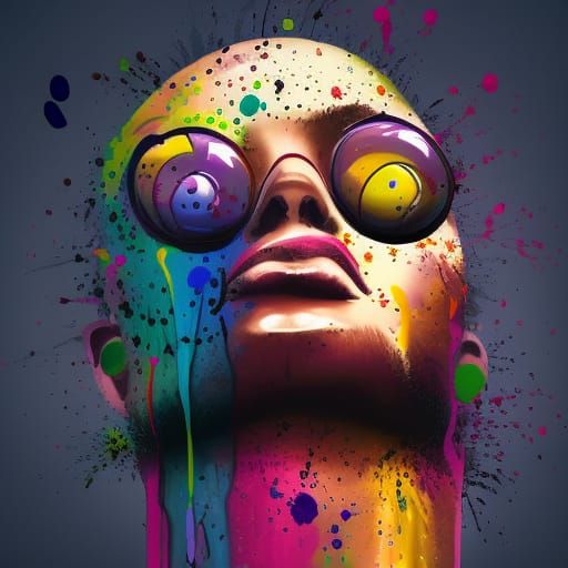 scientific dope ink-splatter, puddle face reflection - AI Generated ...