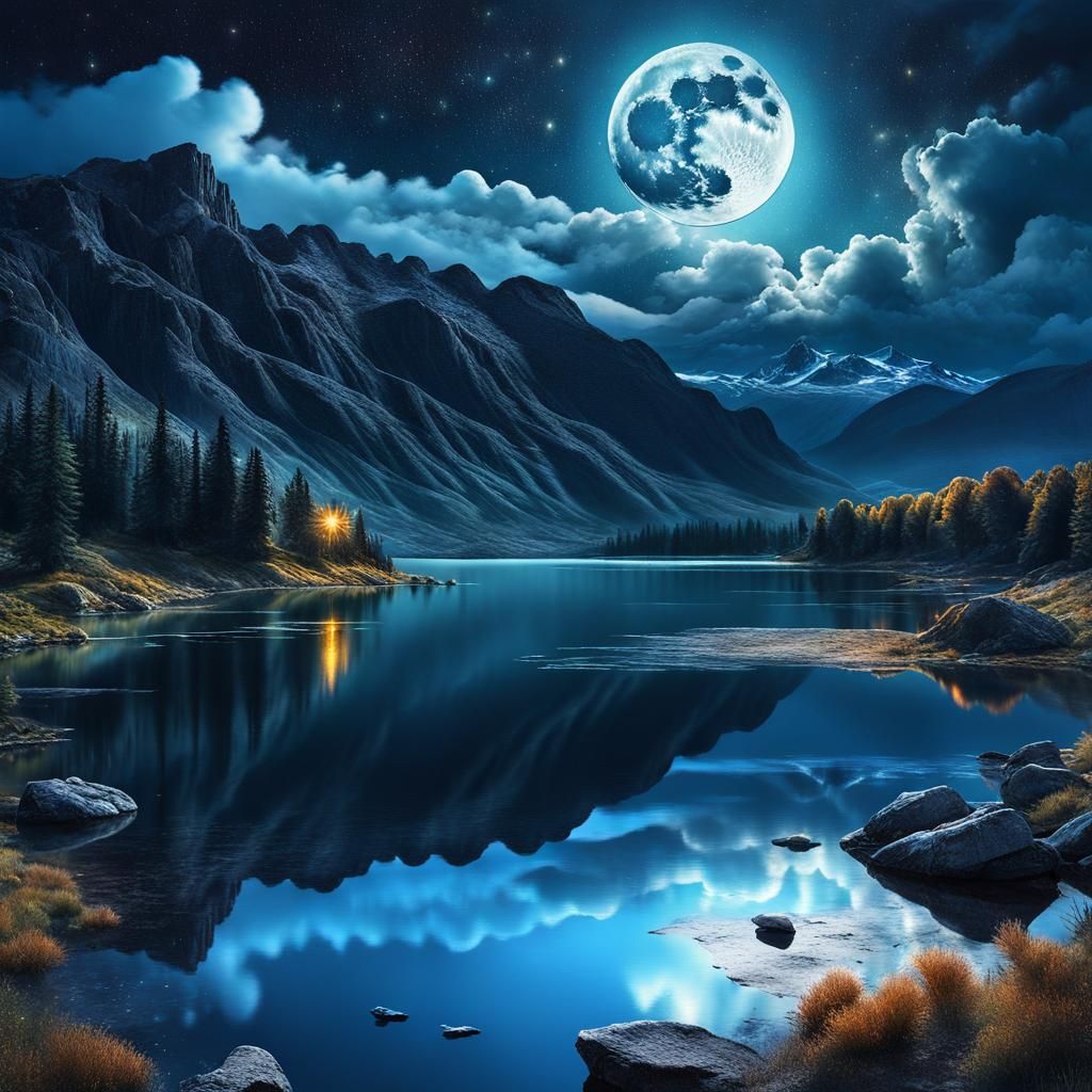 Moonlit Reflections - AI Generated Artwork - NightCafe Creator