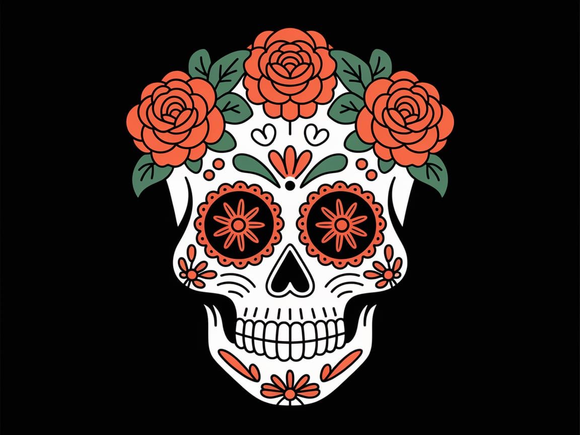 Día de los Muertos: Sugar skull | minimalism (Ideogram 2a Turbo