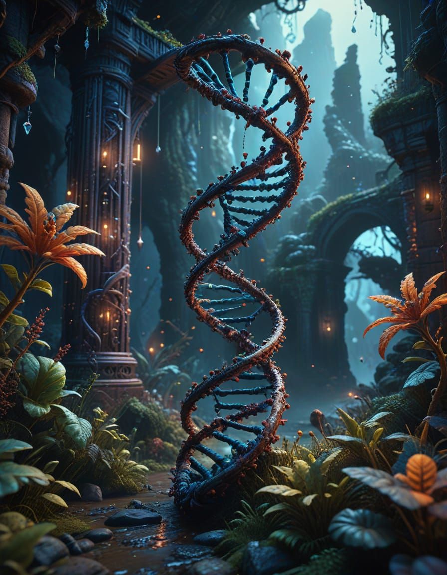 National DNA Day - Ethereal DNA Landscape in Vibrant Fantasy...
