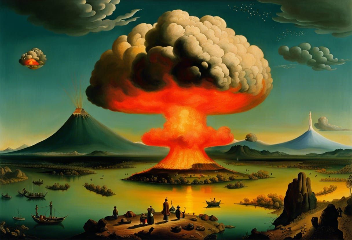 Nuclear explosion , japanese traditional art, chinese traditional art ...