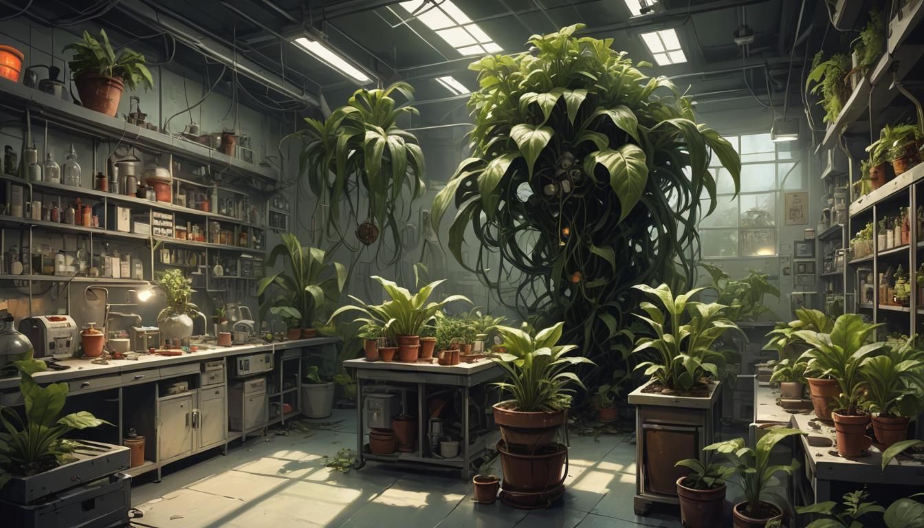 maneating evil plants laboratory - AI Generated Artwork - NightCafe Creator