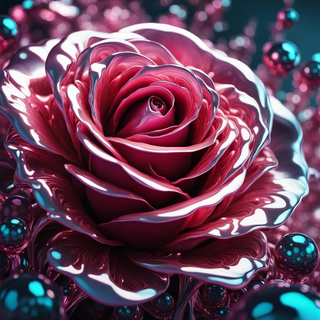 Liquid Chrome Rose - AI Generated Artwork - NightCafe Creator