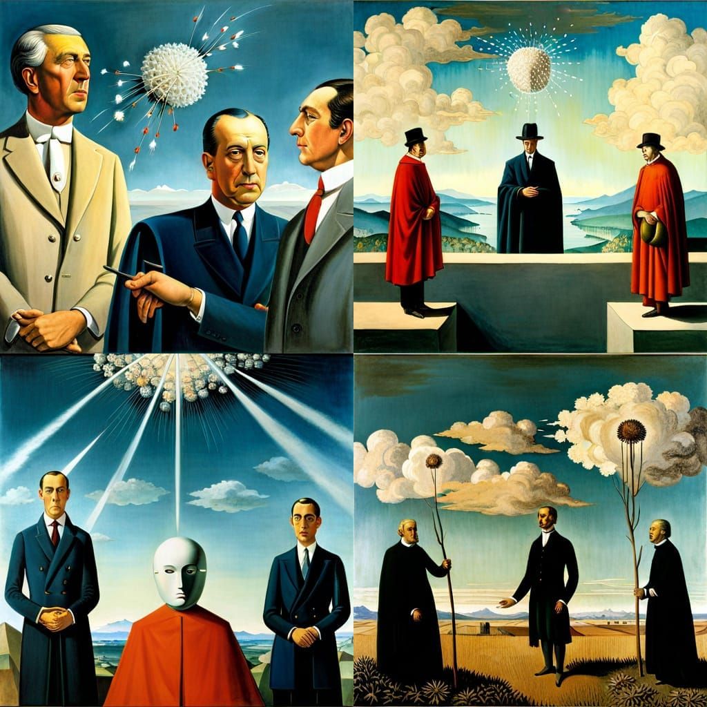 Mysterious Figures god mask fountainhead with glowing Dandelion seed ...