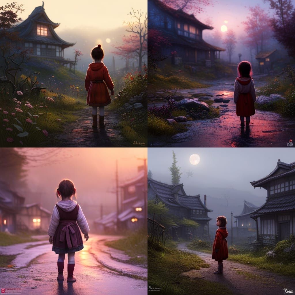 Insanely detailed photograph of a Little Lovely Enchanted Colorful Girl ...