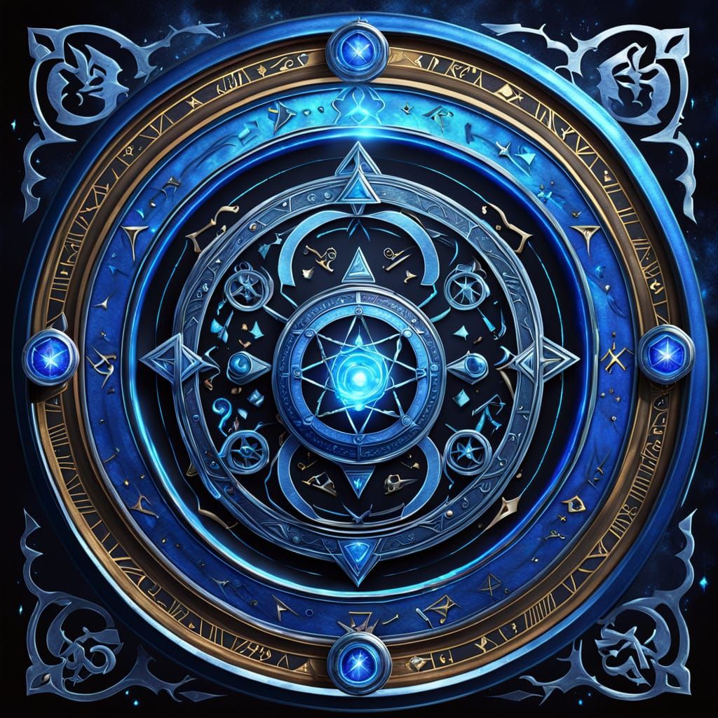 Ancient Arcane Artifact in Mystic Blue Border - AI Art