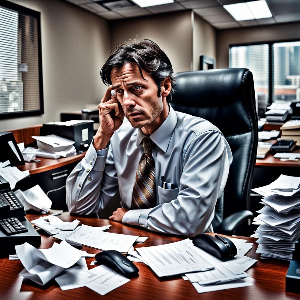 A broken, traumatized man working his 9 to 5 office job as a low-level ...