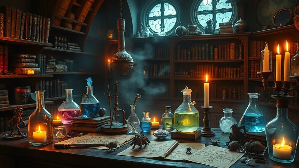Enchanted Alchemy Lab in Egerkrans' Style - AI Art