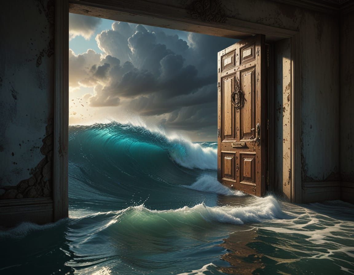 Floating Door to a Peaceful World - AI Art