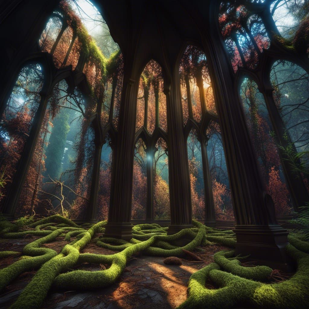 Stained Glass Window Overgrown Ruins - AI Generated Artwork - NightCafe ...