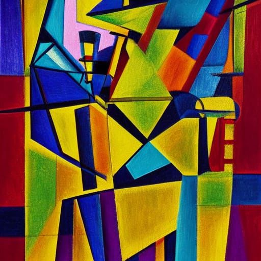 Mouse in Suit at 1920s Speakeasy, Cubist Art - AI Art