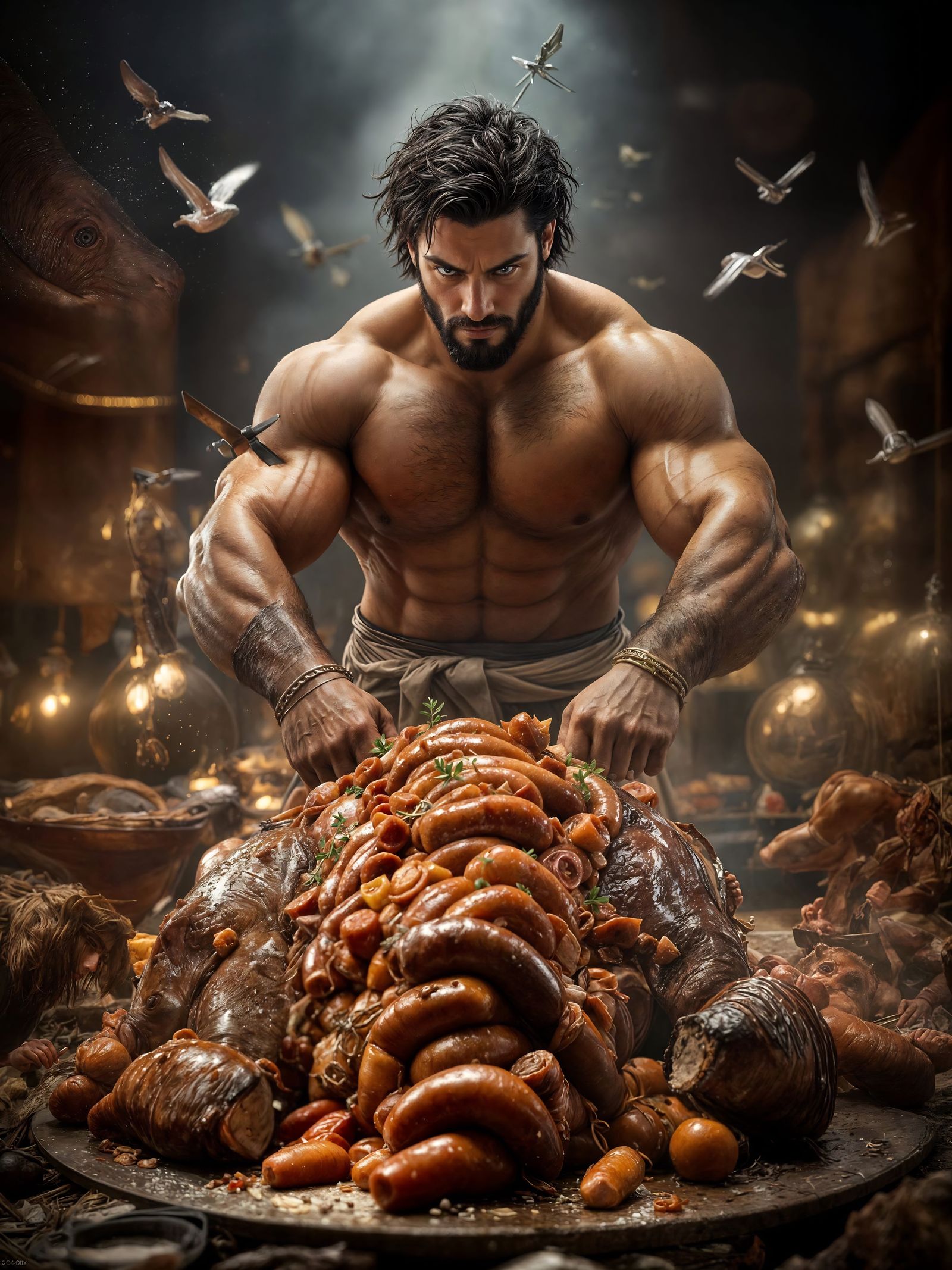 PETRONIUS' "SATYRICON": TRIMALCHIO'S BANQUET - THE SLAUGHTERY OF THE PORK.