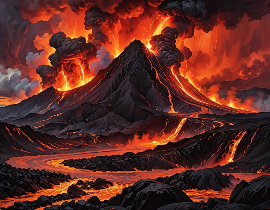 Volcano Hellscape - AI Generated Artwork - NightCafe Creator