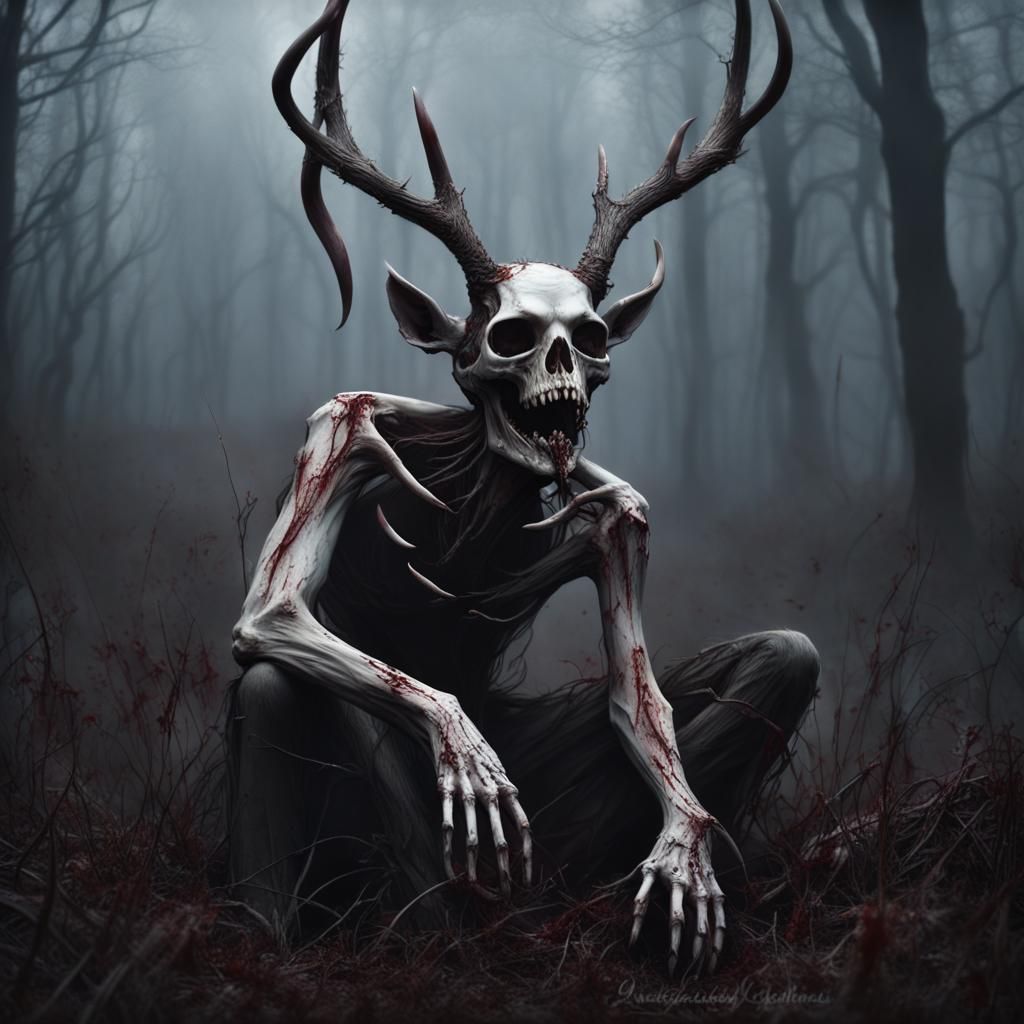 Another try at a Wendigo. He just needs a snack - AI Generated Artwork ...
