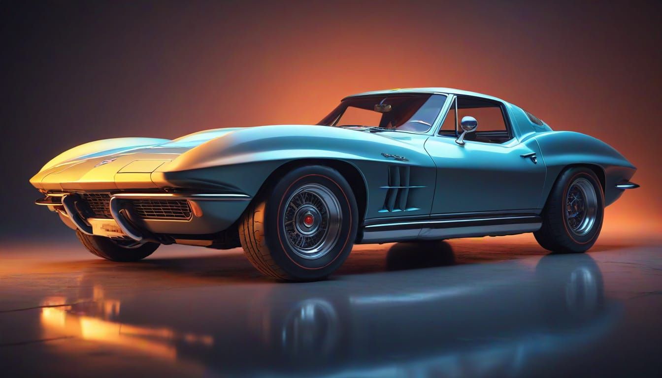 Cyberpunk Corvette Stingray Concept Car with Anime... - AI Art