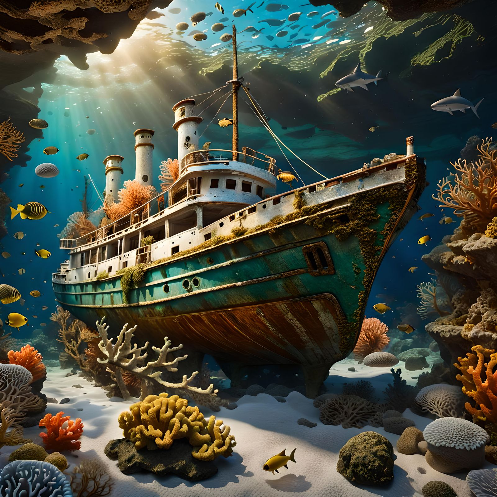 Underwater Shipwreck - AI Generated Artwork - NightCafe Creator