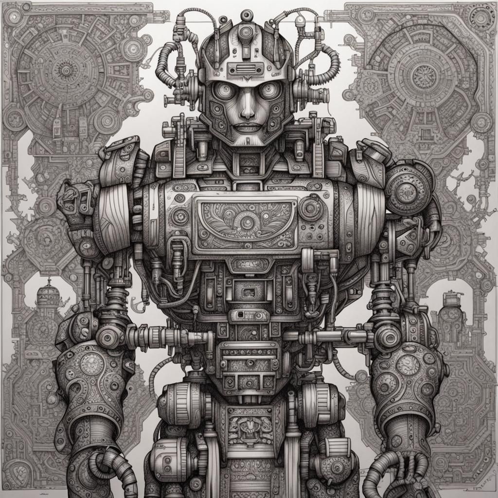 Sharpie drawing of a robot - AI Generated Artwork - NightCafe Creator