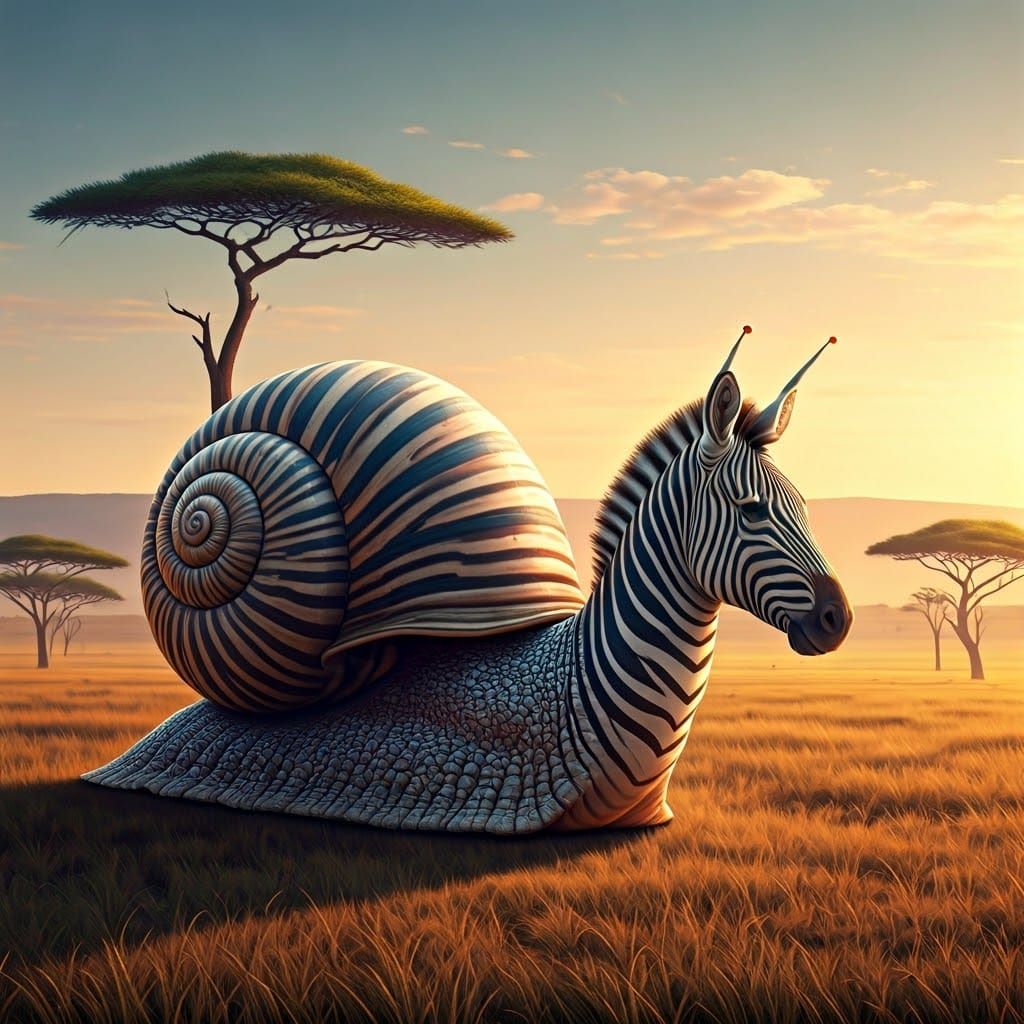 A snail-zebra hybrid, slithering majestically across the Serengeti. (4)