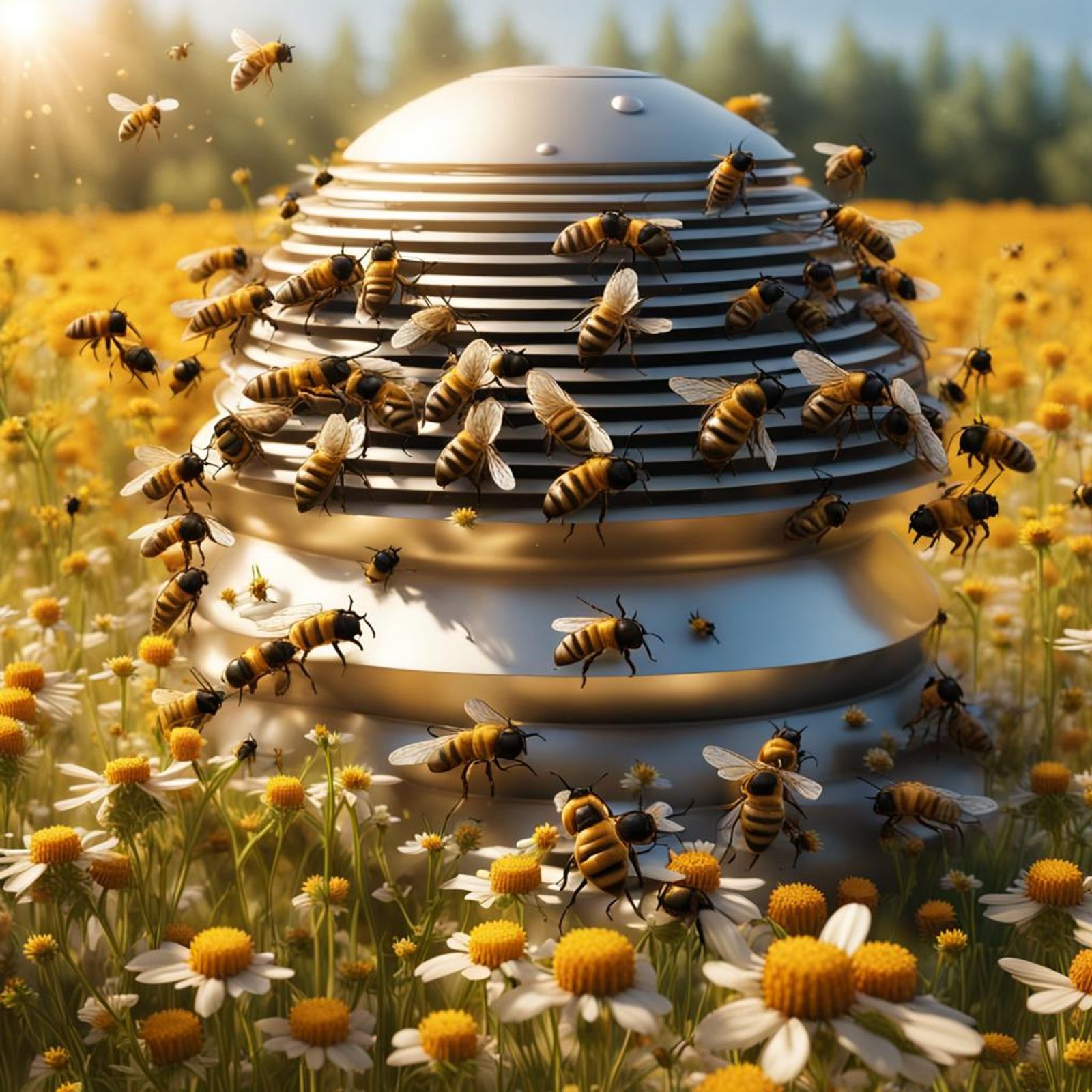 Future Beehive and robotic swarm. - AI Generated Artwork - NightCafe ...