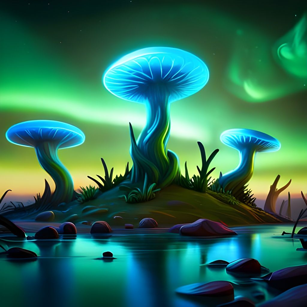 Alien mushrooms - AI Generated Artwork - NightCafe Creator