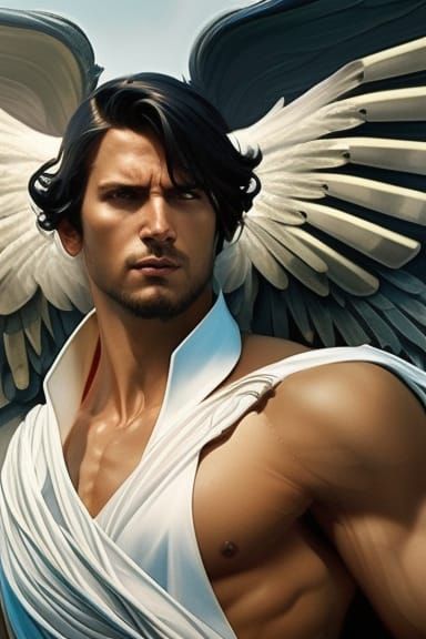 A beautiful male fallen angel 8k resolution concept art portrait by ...