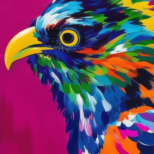 Ink splash raven with crown on head. Bird Portrait. Francoise Nielly ...