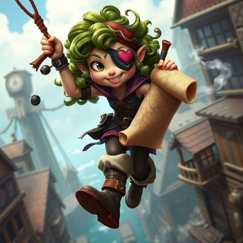 Treasure Map Trickster - Sassy Pirate Thief Girl Swings Thro...
