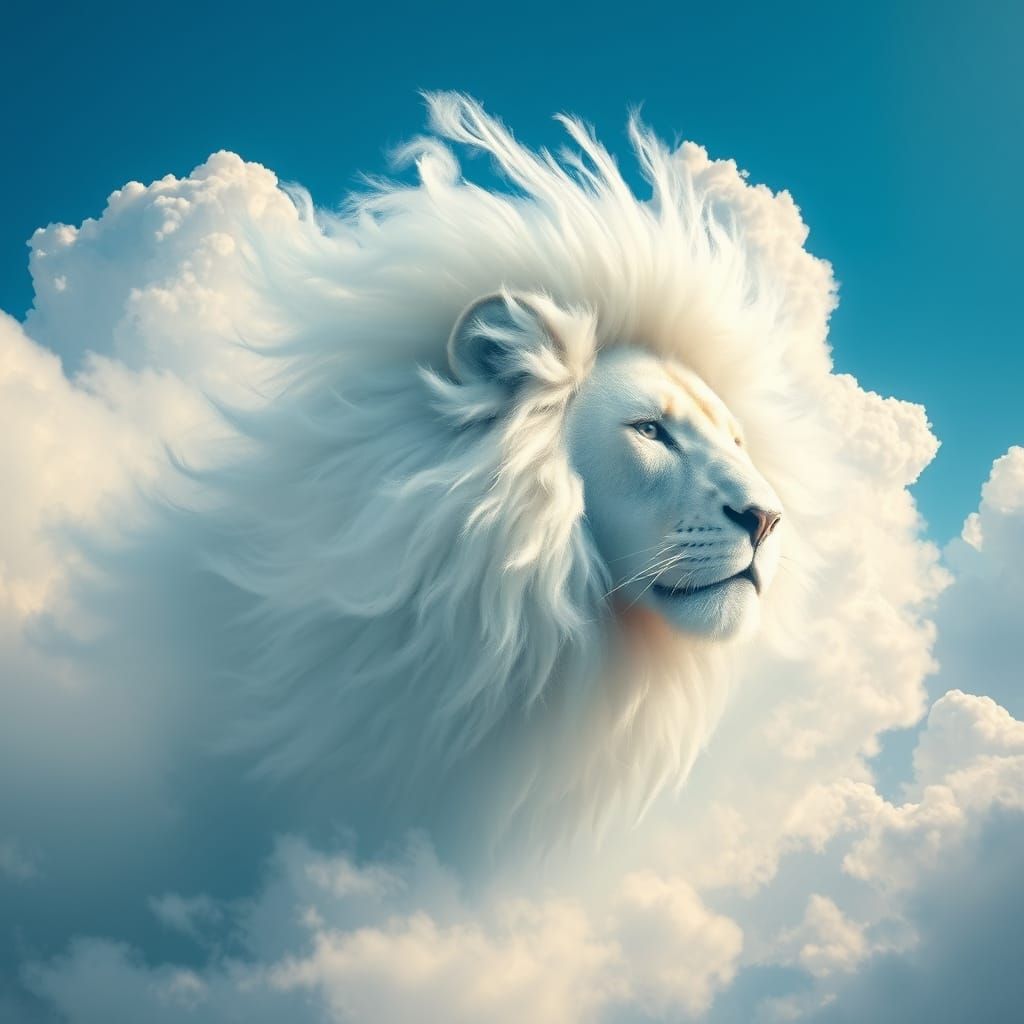 Lion - Ethereal Lion Emerges from Cirrostratus Clouds