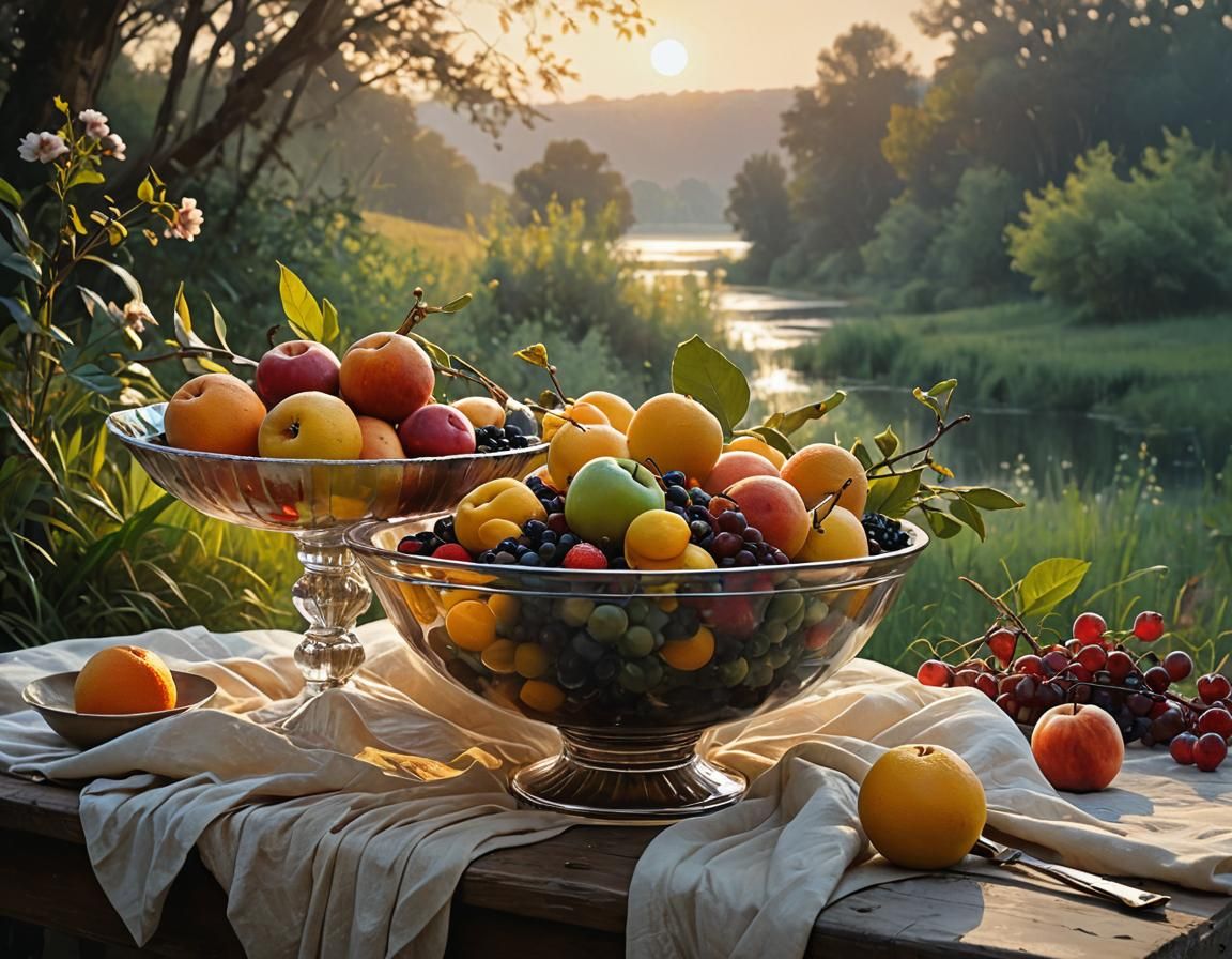 Still life in a landscape - AI Generated Artwork - NightCafe Creator