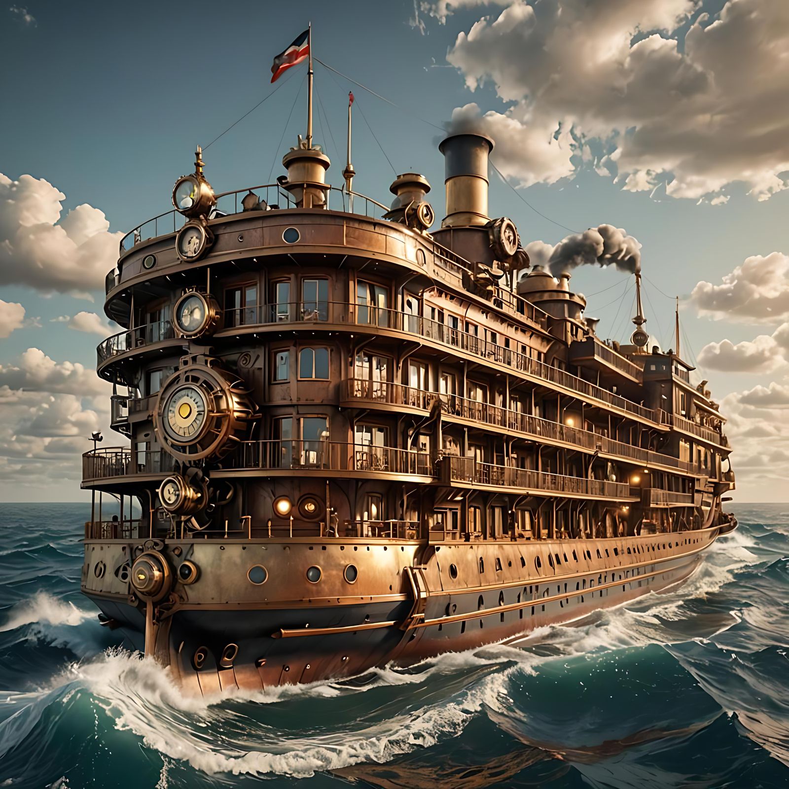Steampunk Ocean Liner - AI Generated Artwork - NightCafe Creator