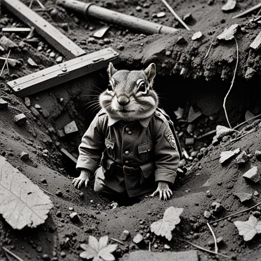 Sgt. Nibbles - WW1 Chipmunk Casualty in Bomb Crater