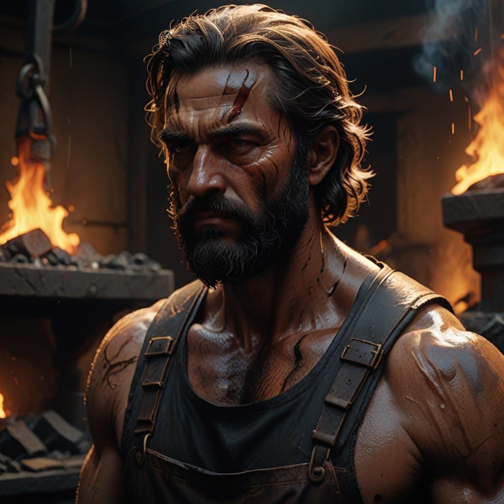 Surreal God of Blacksmiths Reveals Fiery Intensity - AI Art