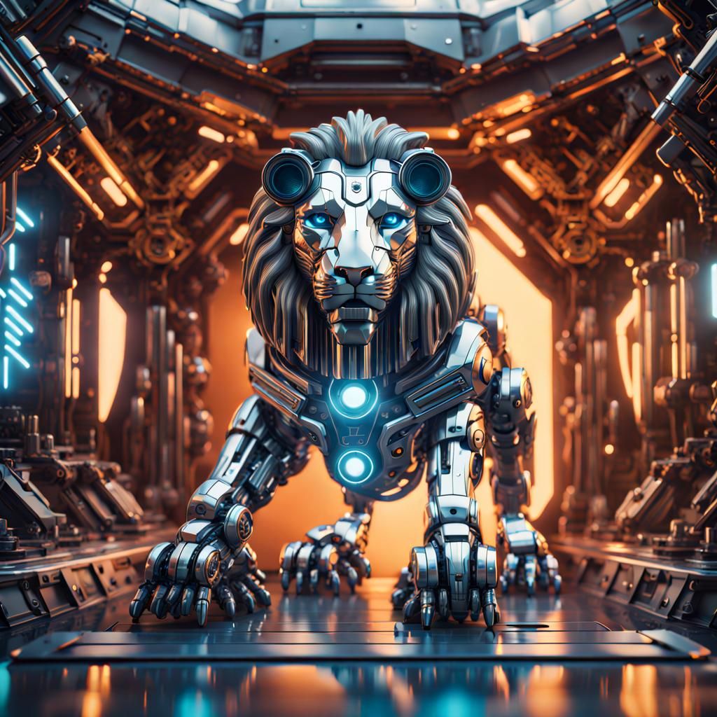 Robotic Lion. - AI Generated Artwork - NightCafe Creator