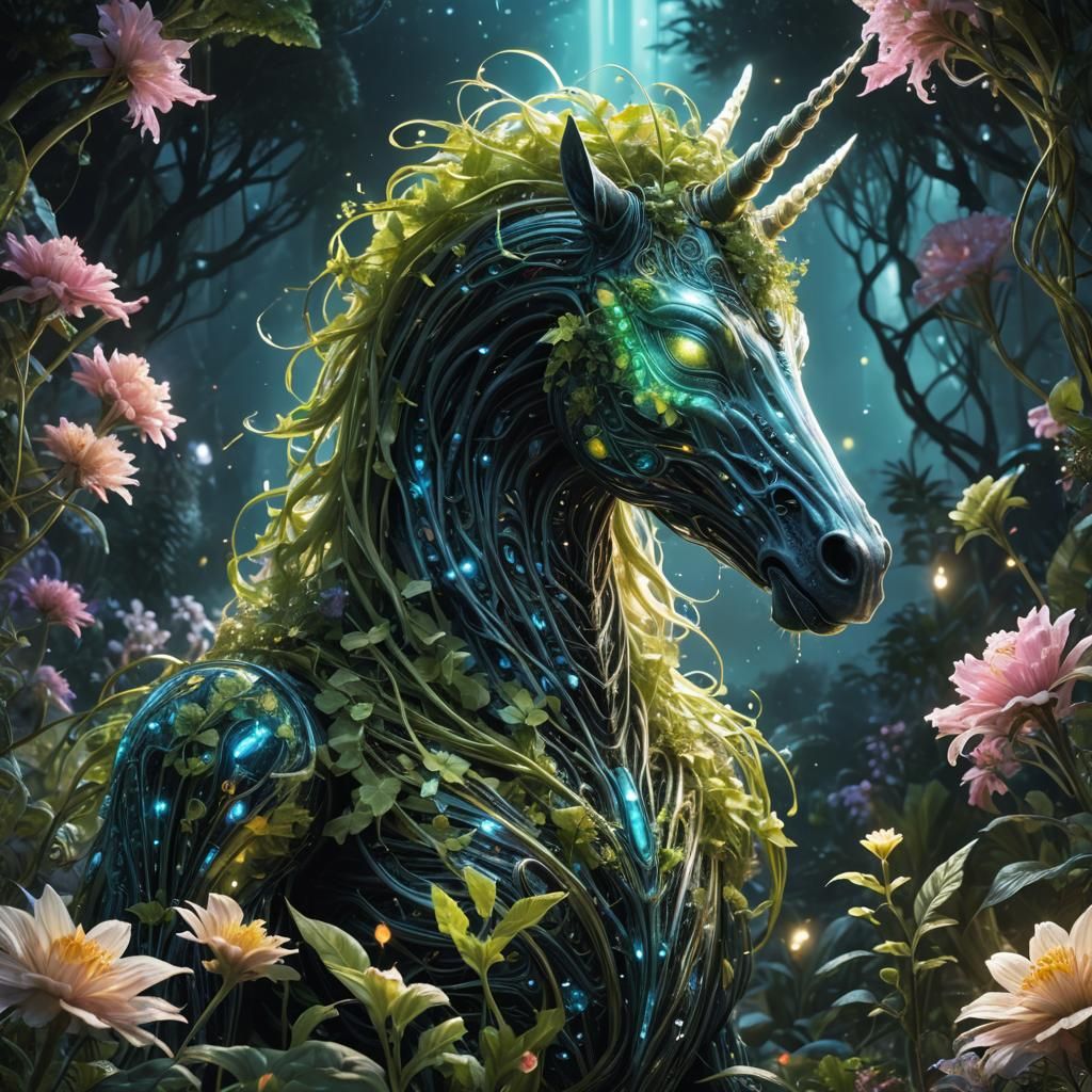 bioluminescent alien-unicorn - AI Generated Artwork - NightCafe Creator