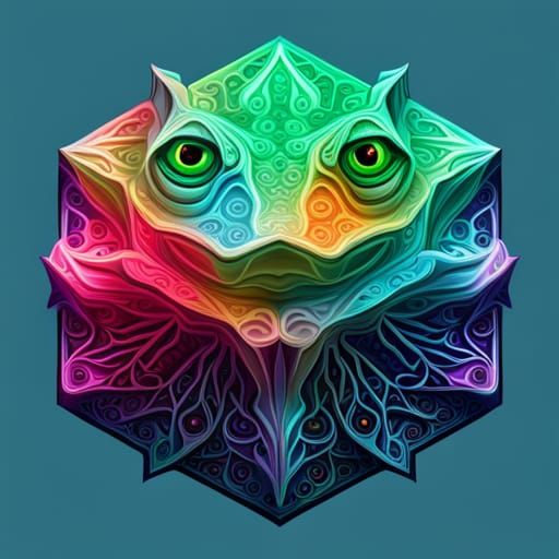 Frog design geometric octagonal visionary iridescent neon 8k high ...