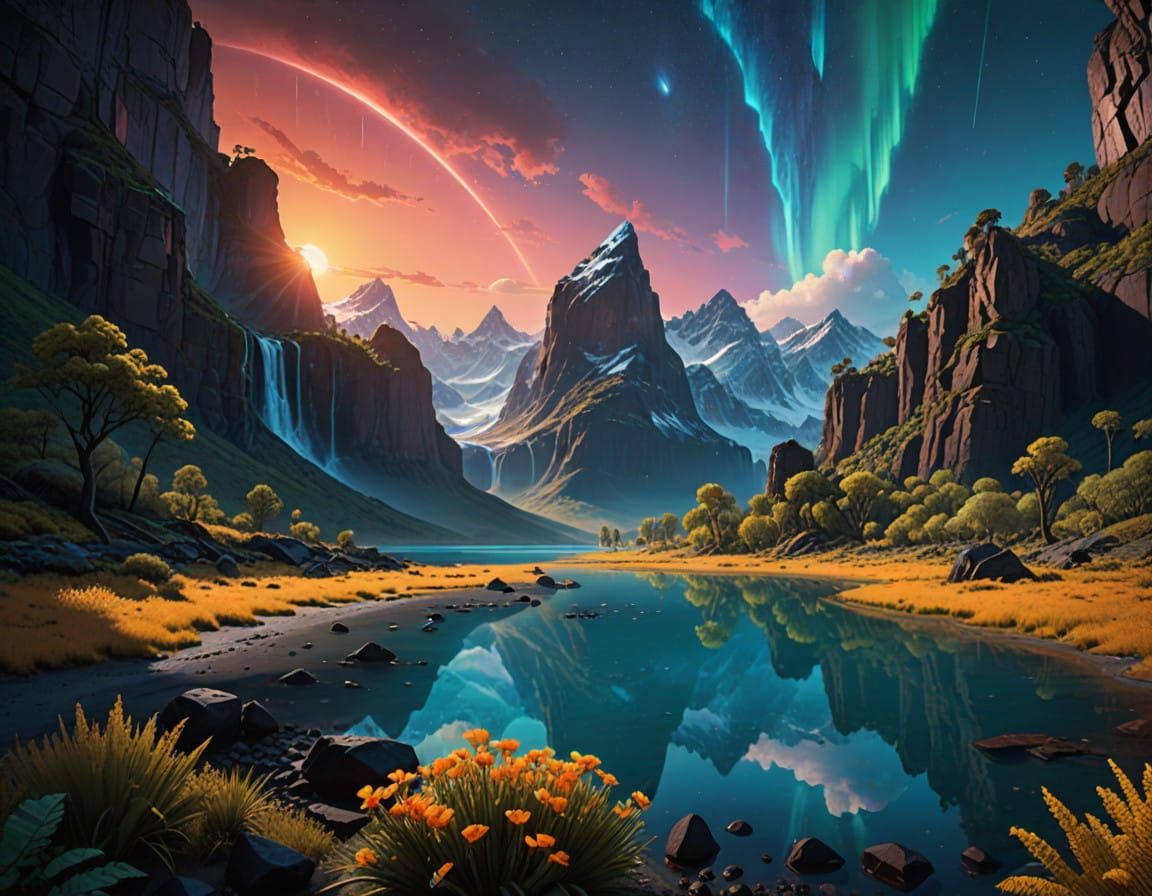 Surreal Panorama of Earth's Majestic Wonders - AI Art