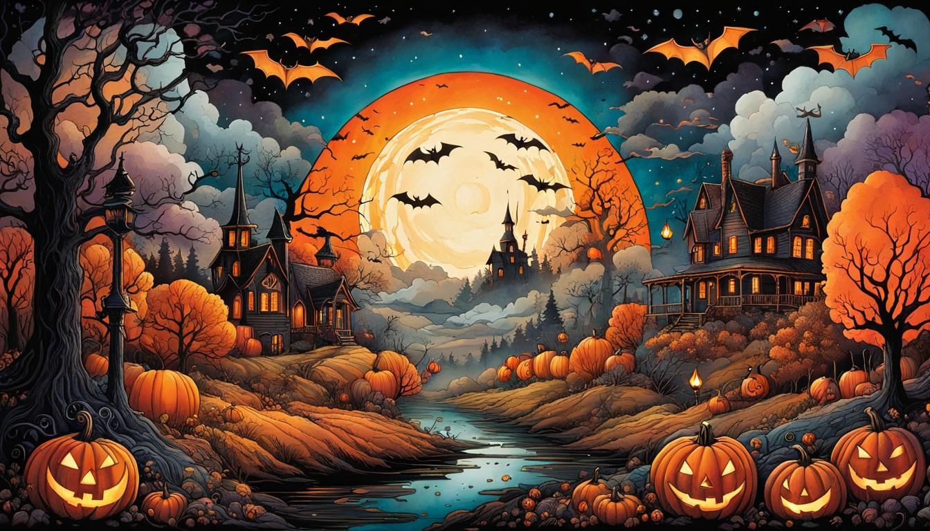 Halloween Scene - AI Generated Artwork - NightCafe Creator