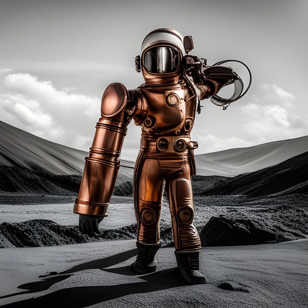 a copper vintage digger on the surface of the moon - AI Generated ...